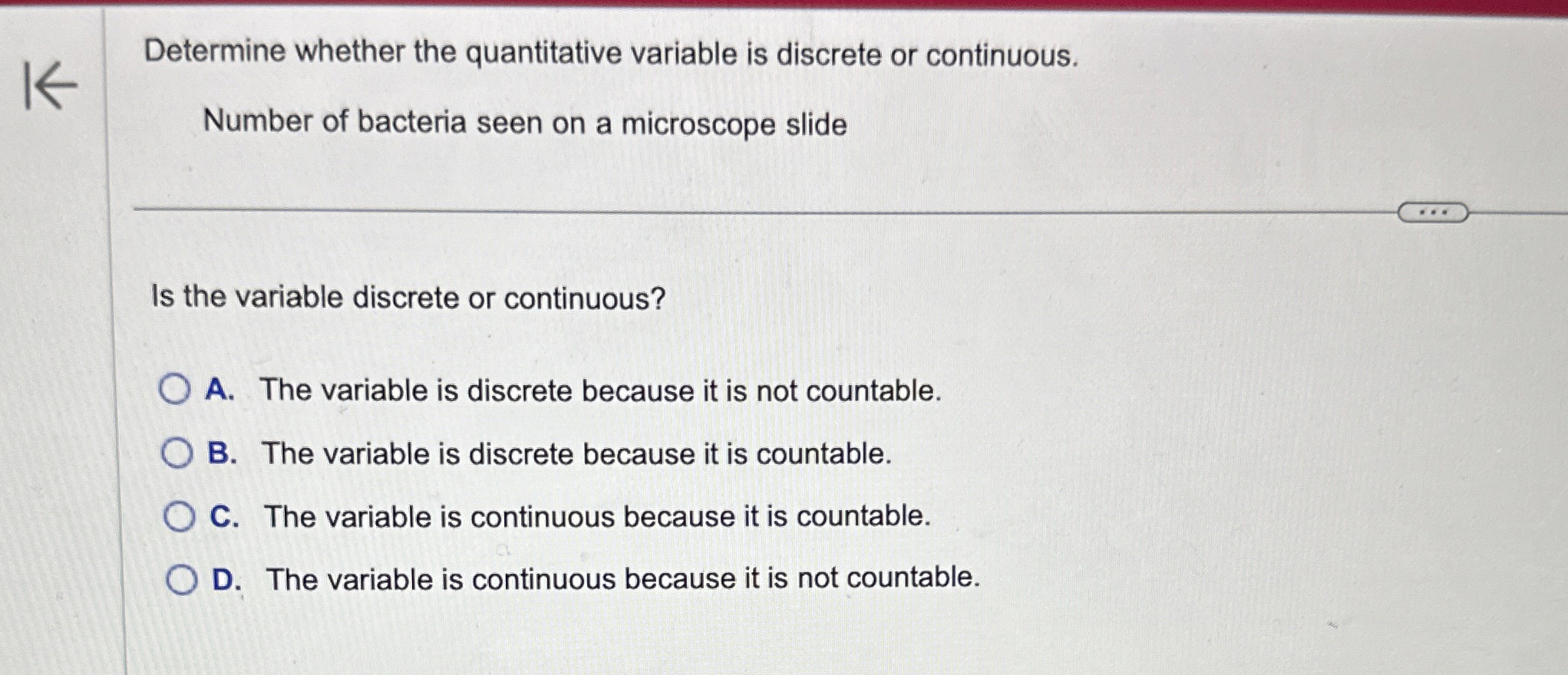 Solved Determine whether the quantitative variable is | Chegg.com