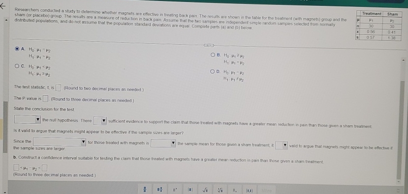 Solved Researchers conducted a study to determine whether | Chegg.com
