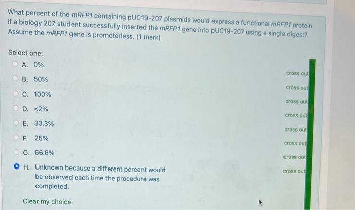 Solved What percent of the mRFP1 containing pUC19-207 | Chegg.com