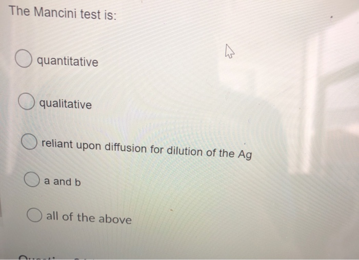 Solved The Mancini test is: O quantitative w qualitative | Chegg.com