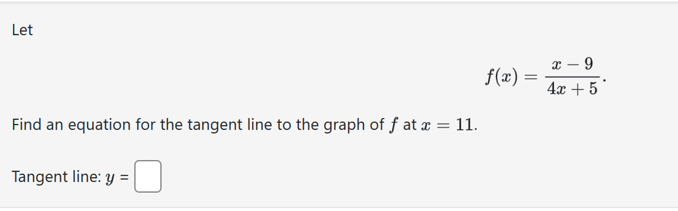 Solved Letf(x)=x-94x+5.Find an equation for the tangent line | Chegg.com