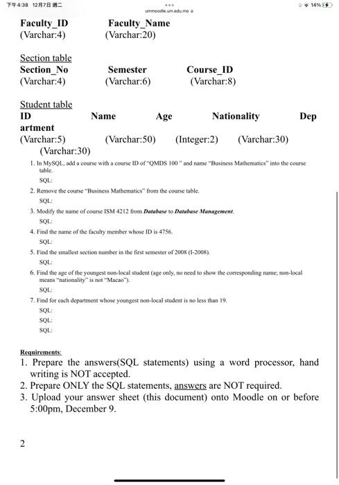 Solved 74 4:37 12788 14% moodle umedum Lab assignment - SQL | Chegg.com