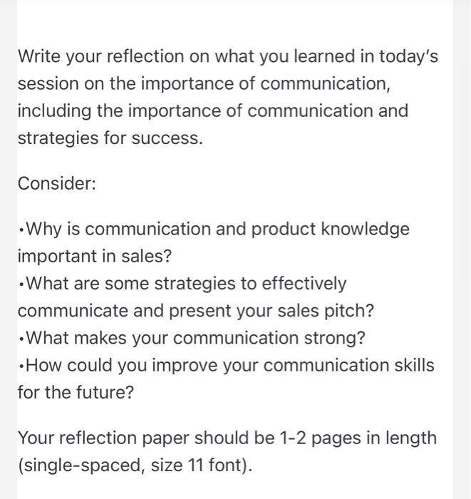 Solved Write your reflection on what you learned in today's | Chegg.com