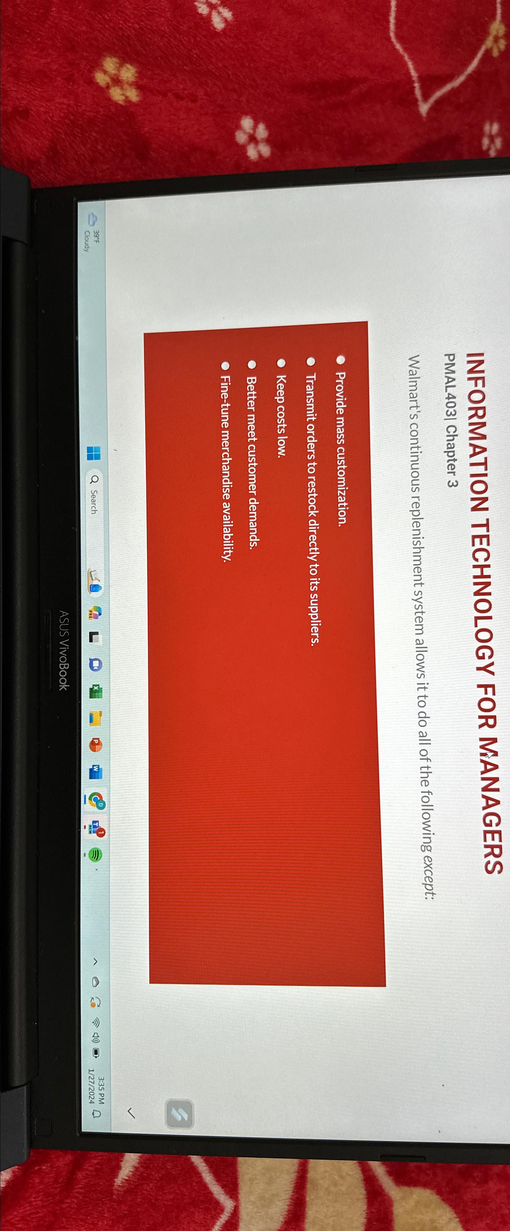 Solved INFORMATION TECHNOLOGY FOR NIANAGERSPMAL403| ﻿Chapter | Chegg.com
