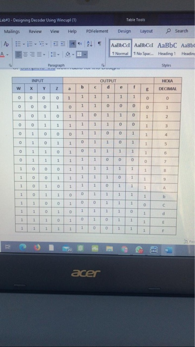 Lab3 - Designing Decoder Using Wincupl (1) Table | Chegg.com