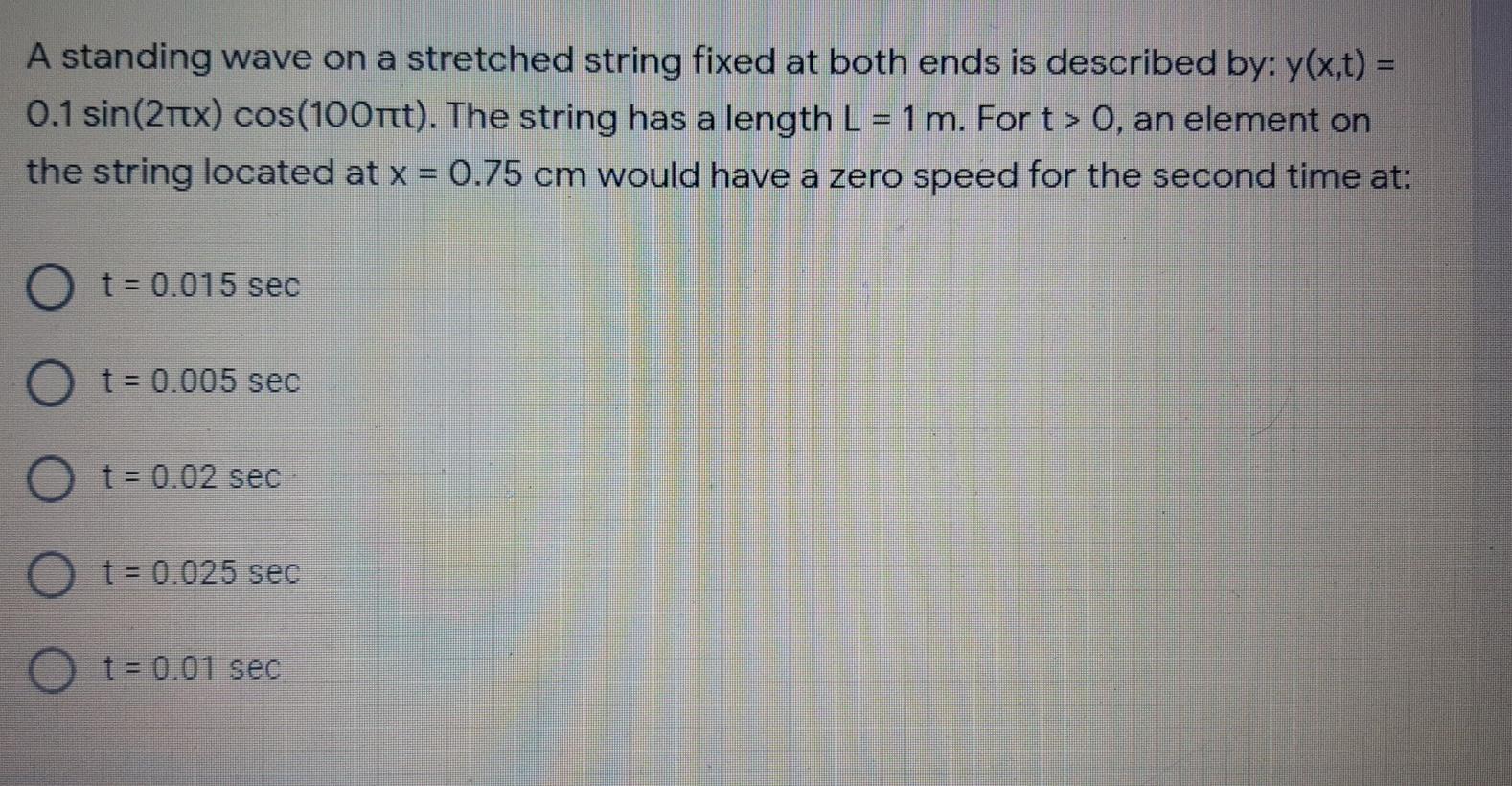 Solved A standing wave on a stretched string fixed at both | Chegg.com