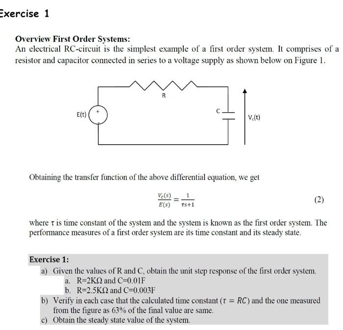 Solved Exercise 1 Overview First Order Systems: An | Chegg.com