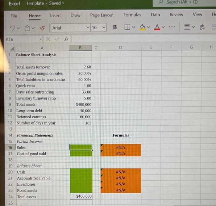 Solved Excel Online Structured Activity: Balance Sheet | Chegg.com