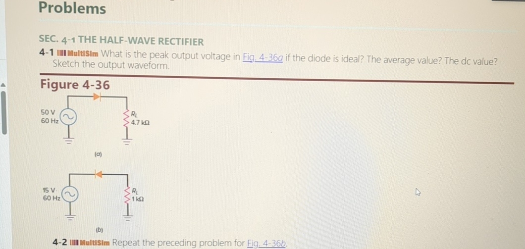 Solved 4-1 ﻿What is the peak output voltage in Fig. 4-36a if | Chegg.com