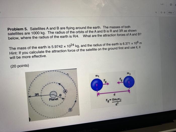 Solved Problem 5. Satellites A and B are flying around the | Chegg.com