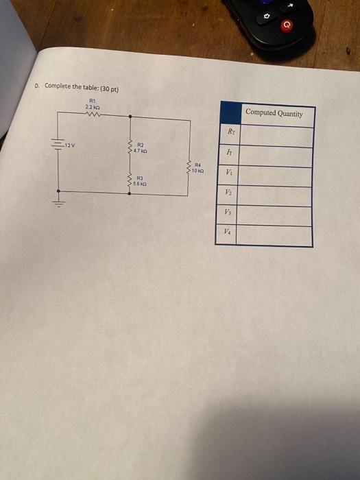 Solved D. Complete the table: (30pt) | Chegg.com