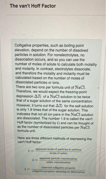Solved Colligative properties, such as boiling point | Chegg.com