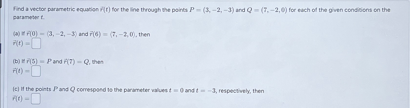 Solved Find a vector parametric equation vec(r)(t) ﻿for the | Chegg.com