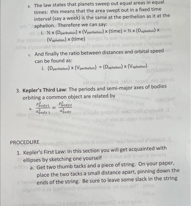 Solved 2. Kepler's Second Law: Objects in elliptical orbits | Chegg.com