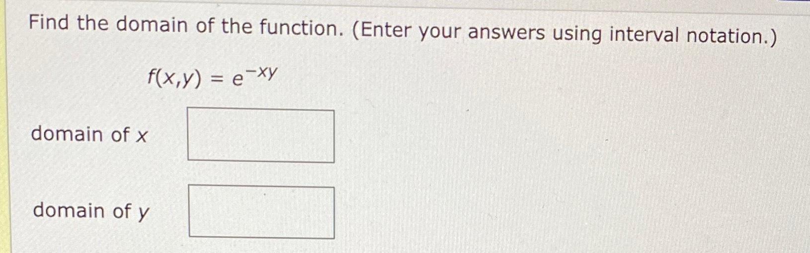 Solved Find the domain of the function. (Enter your answers | Chegg.com