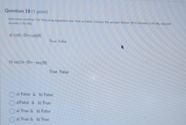 Solved Question 18 (1 ﻿point)Metermine whether the folowery | Chegg.com