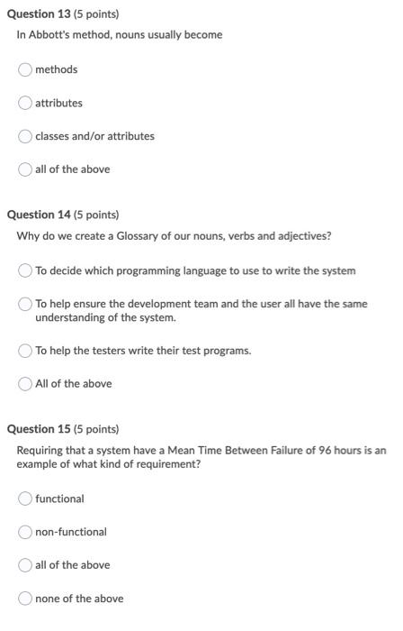 Solved Question 13 (5 points) In Abbott's method, nouns | Chegg.com