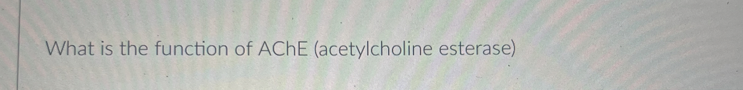 Solved What is the function of AChE (acetylcholine esterase) | Chegg.com