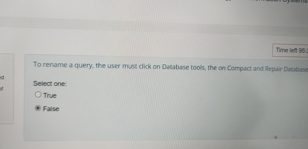 Solved Time left 95:To rename a query, the user must click | Chegg.com