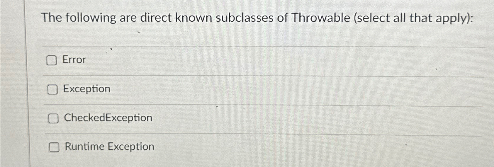 Solved The following are direct known subclasses of | Chegg.com