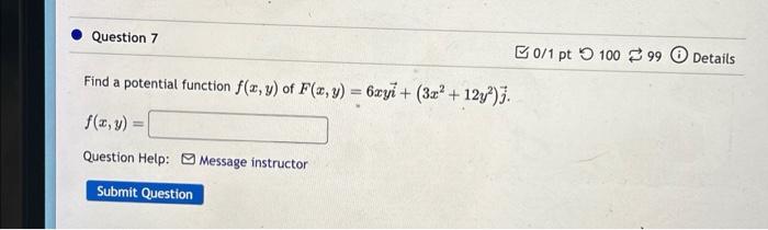 Solved Find a potential function f(x,y) of | Chegg.com
