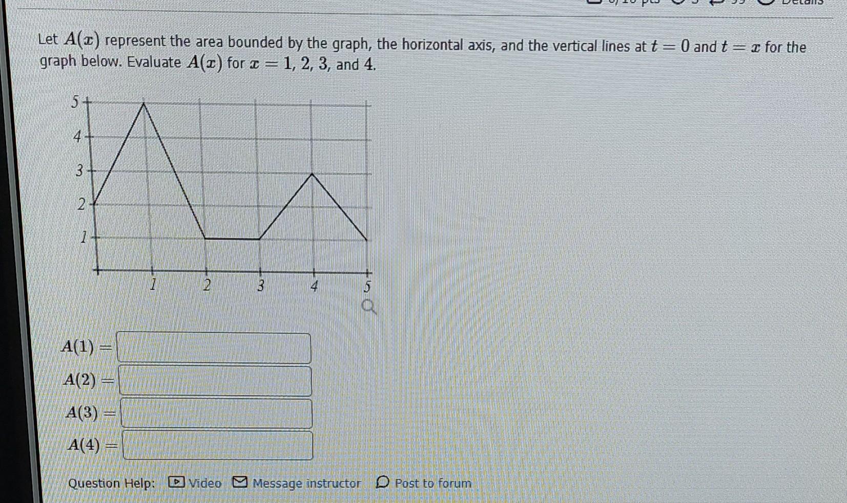 Solved Let A(x) represent the area bounded by the graph, the | Chegg.com