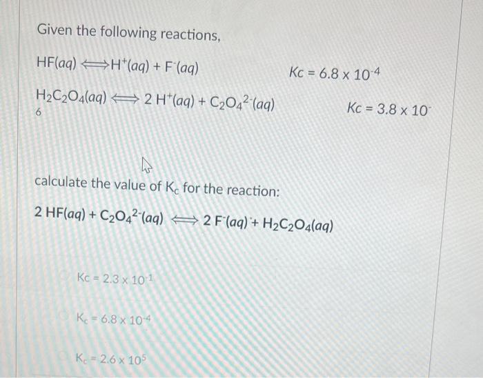 Solved Given the following reactions, | Chegg.com