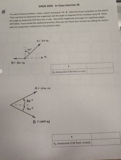 Solved Engr 2050 ﻿in Class Exercise 26for Each Of These 