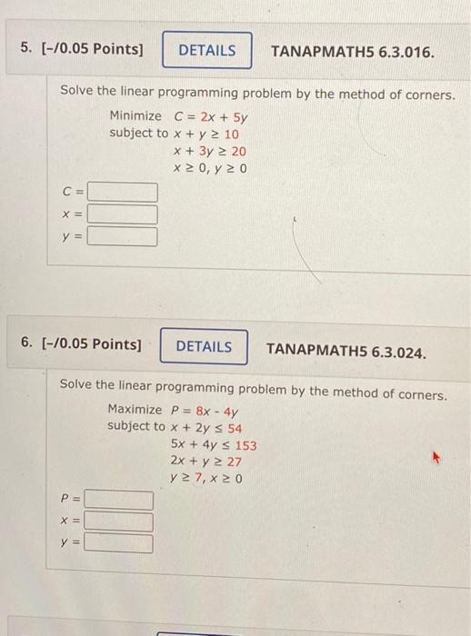 Solve the linear programming problem by the method of | Chegg.com