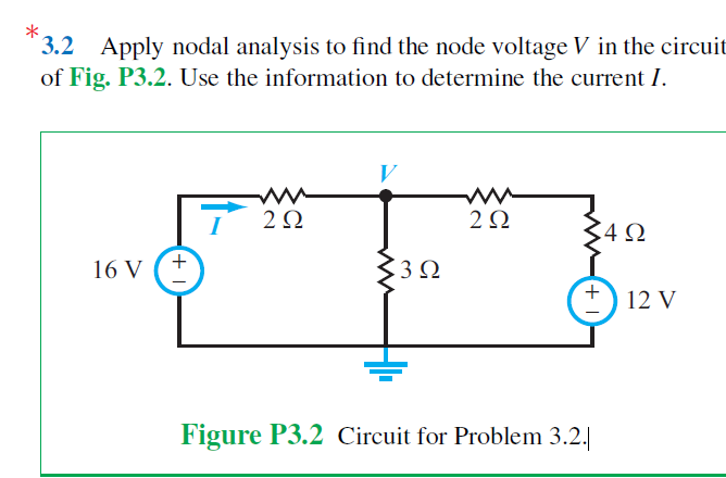 Solved 3.2 ﻿Apply nodal analysis to find the node voltage \( | Chegg.com