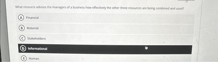 Solved What resource advises the managers of a business how | Chegg.com