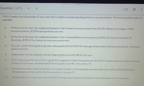 Solved Question 2 ﻿of 3-22Flint's Graphics has a December 31 | Chegg.com