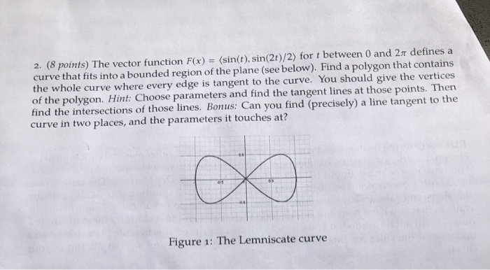 Solved 2. (8 points) The vector function F(x) = (sin(t), | Chegg.com