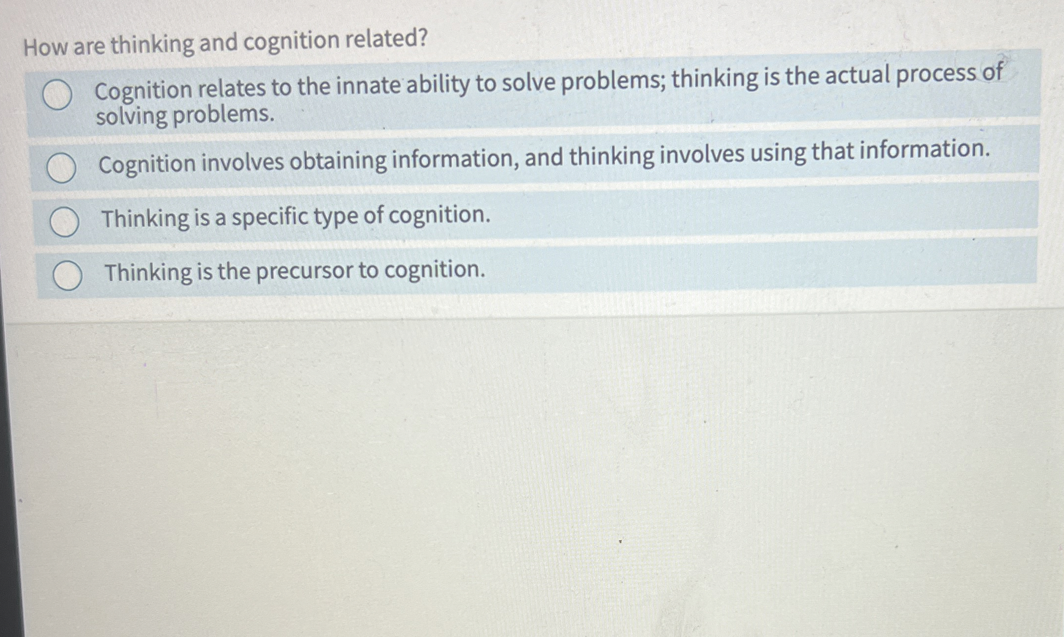 Solved How are thinking and cognition related?Cognition | Chegg.com