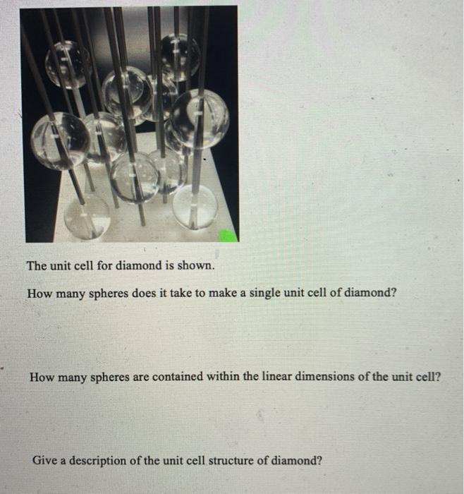 Solved The unit cell for diamond is shown. How many spheres | Chegg.com