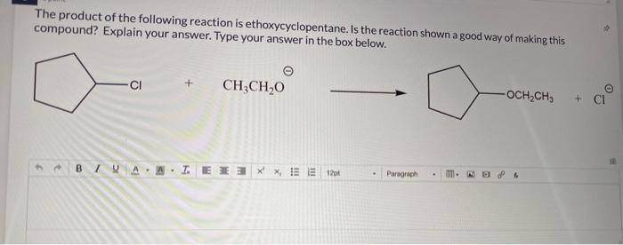 Solved The product of the following reaction is | Chegg.com