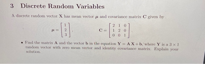 Solved 3 Discrete Random Variables A discrete random vector | Chegg.com