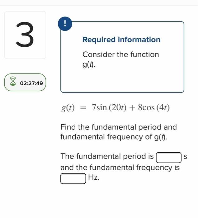 Solved ! 3 Required information Consider the function g(1). | Chegg.com Solved ! 3 Required information Consider the function g(1). | Chegg.com
