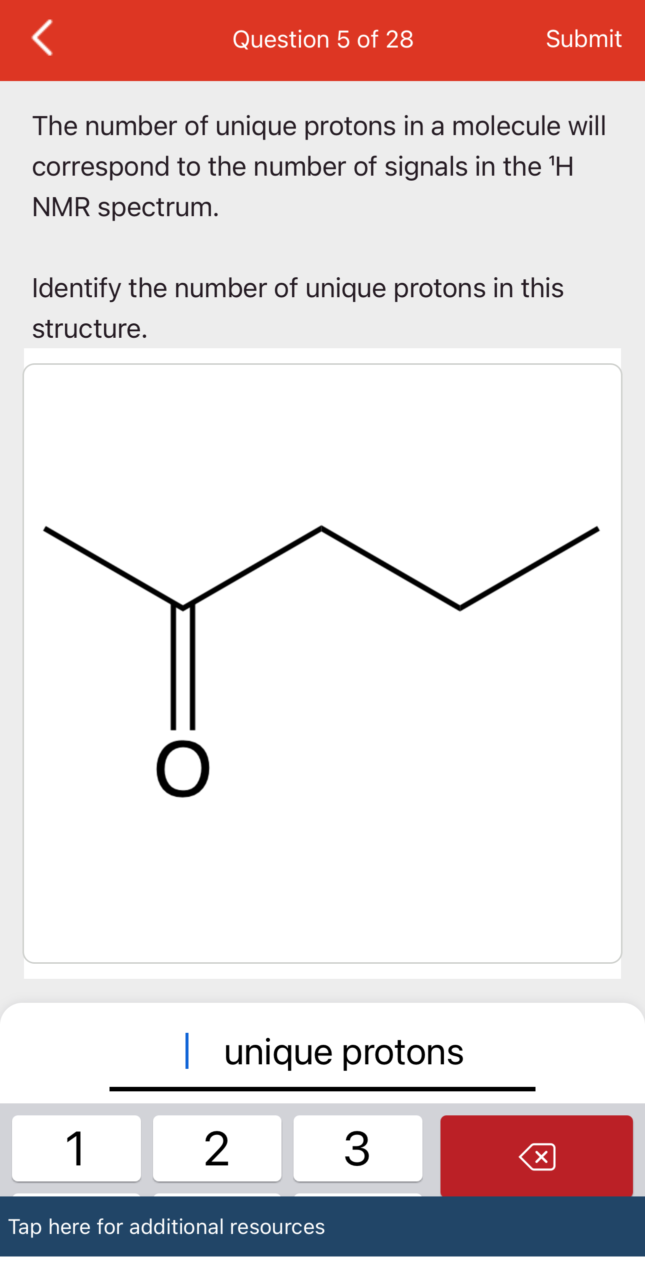 Solved Question 5 ﻿of 28SubmitThe number of unique protons | Chegg.com