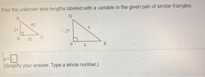 Solved Find the unknown side lengths labeled with a variable | Chegg.com