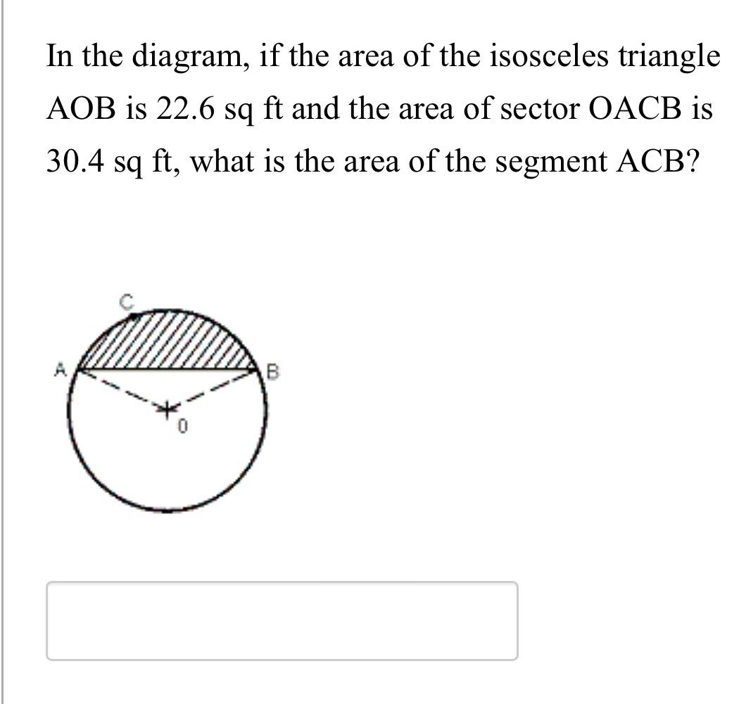 Solved In the diagram, if the area of the isosceles triangle | Chegg.com