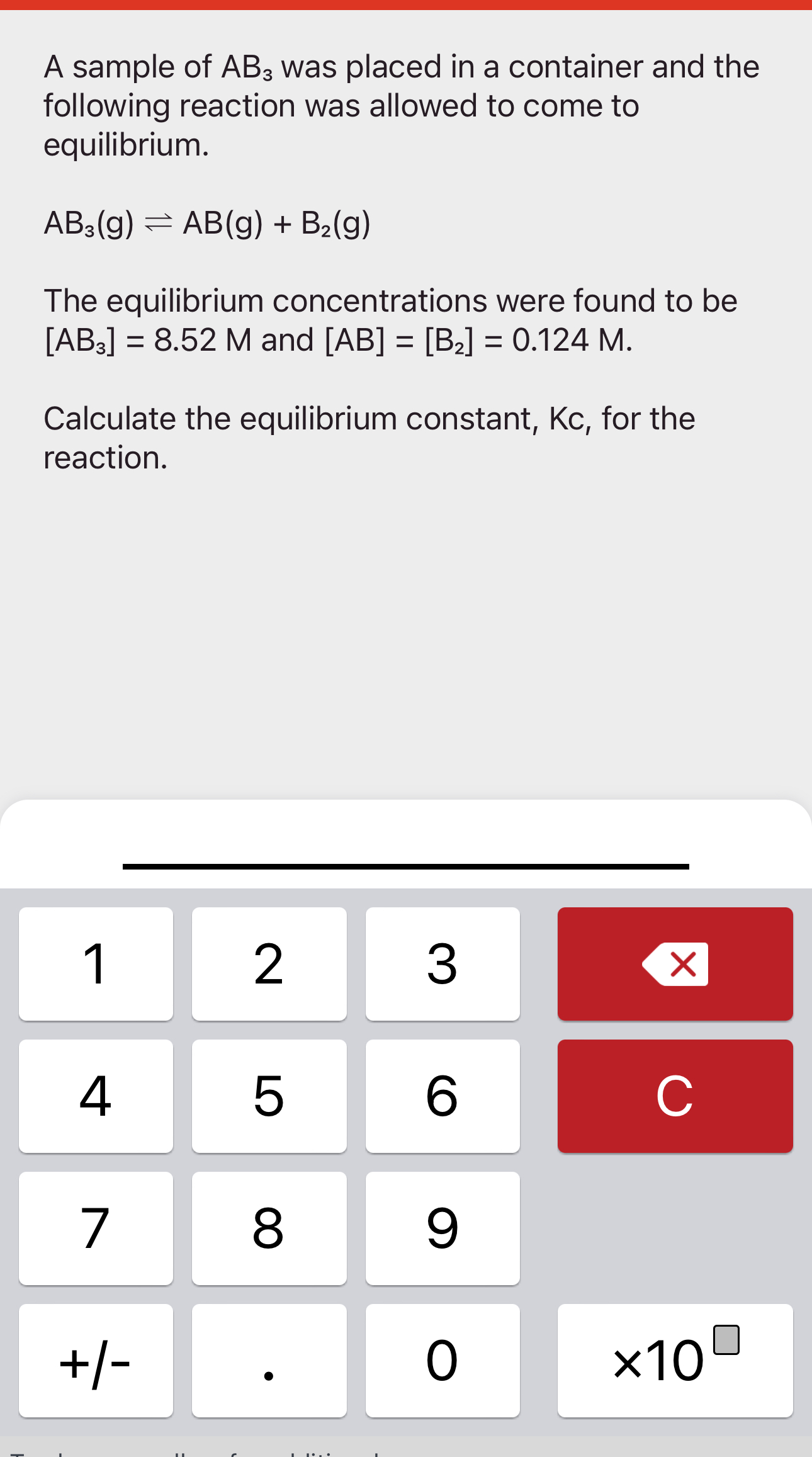 Solved A sample of AB3 ﻿was placed in a container and the | Chegg.com
