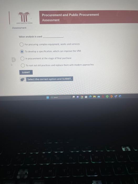 Solved Procurement and Public Procurement Assessment Which | Chegg.com