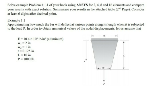 Solve example Problem #1.1 of your book using ANSYS | Chegg.com