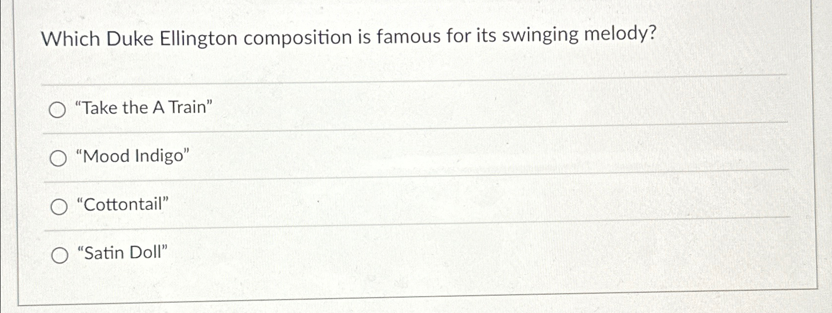 Solved Which Duke Ellington composition is famous for its | Chegg.com