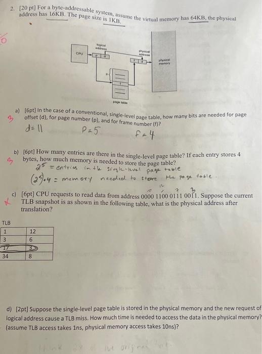Solved 2. [20 pt] For a byte-addressable system, assume the | Chegg.com