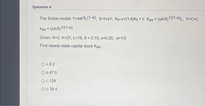 Solved The Solow model: | Chegg.com
