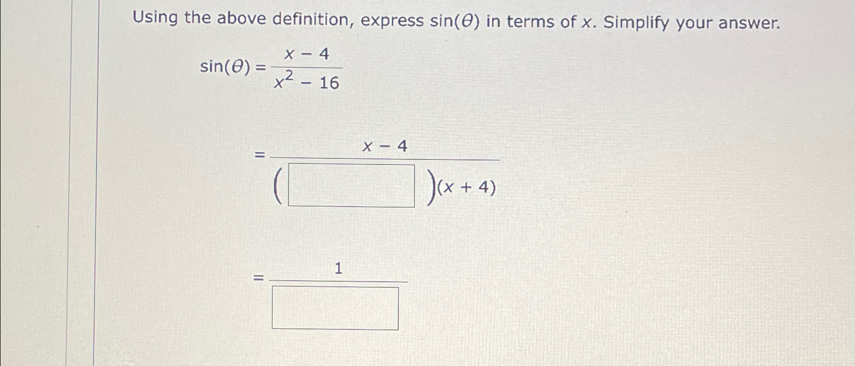 Solved Using the above definition, express sin(θ) ﻿in terms | Chegg.com