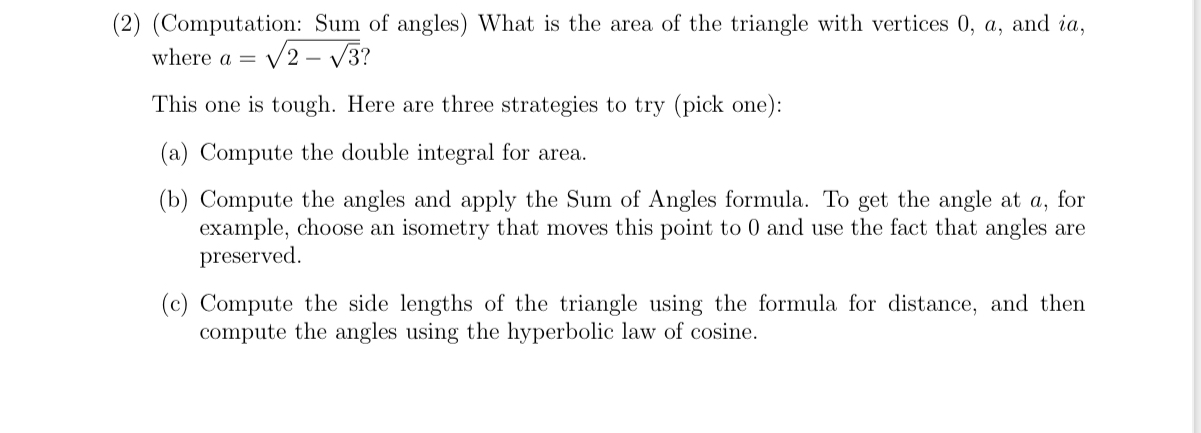 Solved (2) (Computation: Sum of angles) ﻿What is the area of | Chegg.com