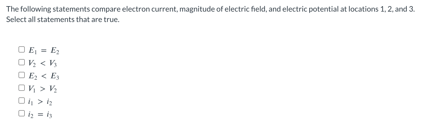 Solved The following statements compare electron current, | Chegg.com
